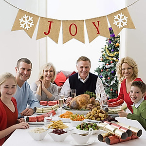 Burlap Joy Banner | Christmas Bunting Banner | Rustic Christmas Decorations | Holiday Banner| Holiday Decorations| Home Mantle Fireplace Decor