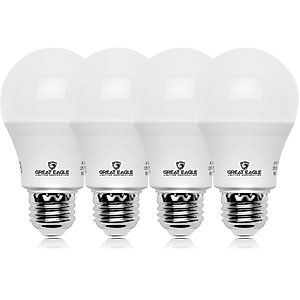 Great Eagle Lighting Corporation A19 75W Equivalent LED Light Bulb, UL Listed, 5000K Daylight, Non-dimmable, Standard Replacement (4-Pack)