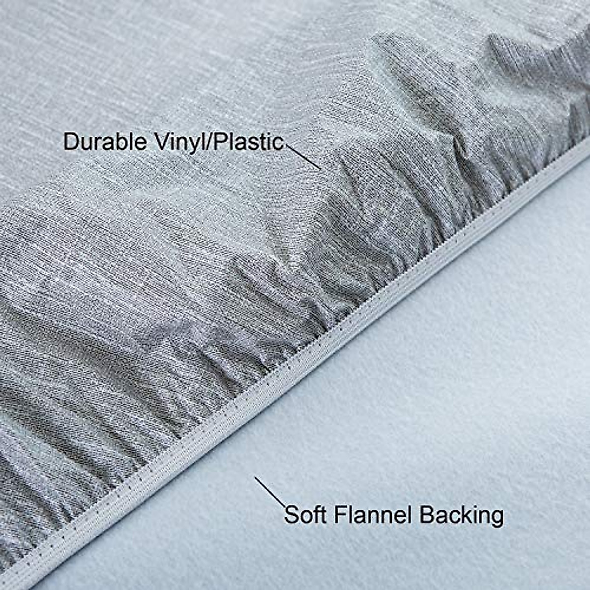 NLMUVW Round Fitted Vinyl Tablecloth with Elastic Edge 100% Waterproof Oil Proof PVC Table Cloth Wipe Clean Table Cover for Indoor and Outdoor, Light Grey, 40"- 44"