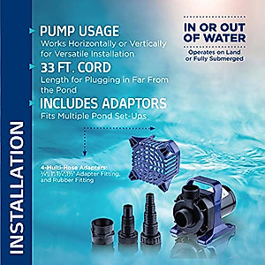 Alpine Corporation 2100 GPH Cyclone Pump for Ponds, Fountains, Waterfalls, and Water Circulation