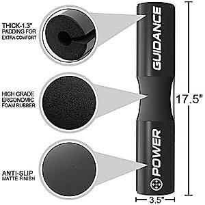 POWER GUIDANCE Barbell Squat Pad - Neck & Shoulder Protective Pad - Great for Squats, Lunges, Hip Thrusts, Weight Lifting & More - Fit Standard and Olympic Bars Perfectly