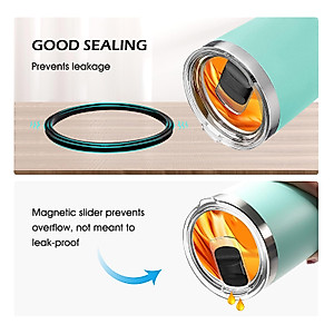 30 oz Tumbler Lid for YETI, 2 Pack Magnetic Top Replacement Lids Compatible for 30 oz Tumbler, 14 oz Mug and 35 oz Straw Mug (With 2 Magnetic Slider Replacement & 2 Replacement Rubber Lid Seals)