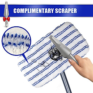 MASTERTOP Large Microfiber Mop - Microfiber Mop Floor Cleaning System, 16x8.4“ Flat Mop, Dust Mop, Hardwood Floor Mop, Washable, 360 Degree, 5 Microfiber Mop Replacement Pad, 1 Cleaning Scraper