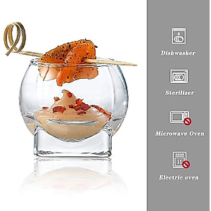 AEFPOYMXU Glass Cute Dessert Bowls Set of 4 Clear Ice Cream Cups Small Dessert Bowls Sundae Bowls for Kitchen Prep Snack Dessert Dishwasher Safe（200ML）