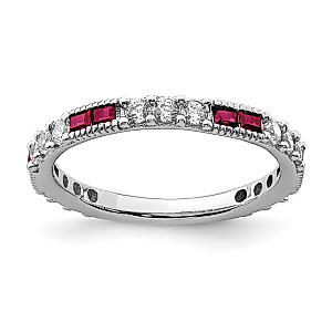 IceCarats 925 Sterling Silver Created Red Ruby Round Cubic Zirconia CZ Ring July Birthstone Jewelry Size 8