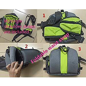 XianYingXu Multifunctional Water Resistant Outdoor Waist Pack Backpack Shoulder Bag Daypack with Water Bottle Pockets Waist Bag Fanny Pack for Running/Hiking/Camping/Cycling/Traveling (Black)