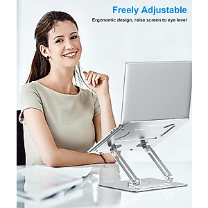 BoYata Laptop Stand for Desk, Adjustable Computer Stand with 360° Rotating Base, Ergonomic Foldable Laptop Riser Holder for Collaborative Work, Compatible with All MacBook Pro/Air, Notebook up to 17"