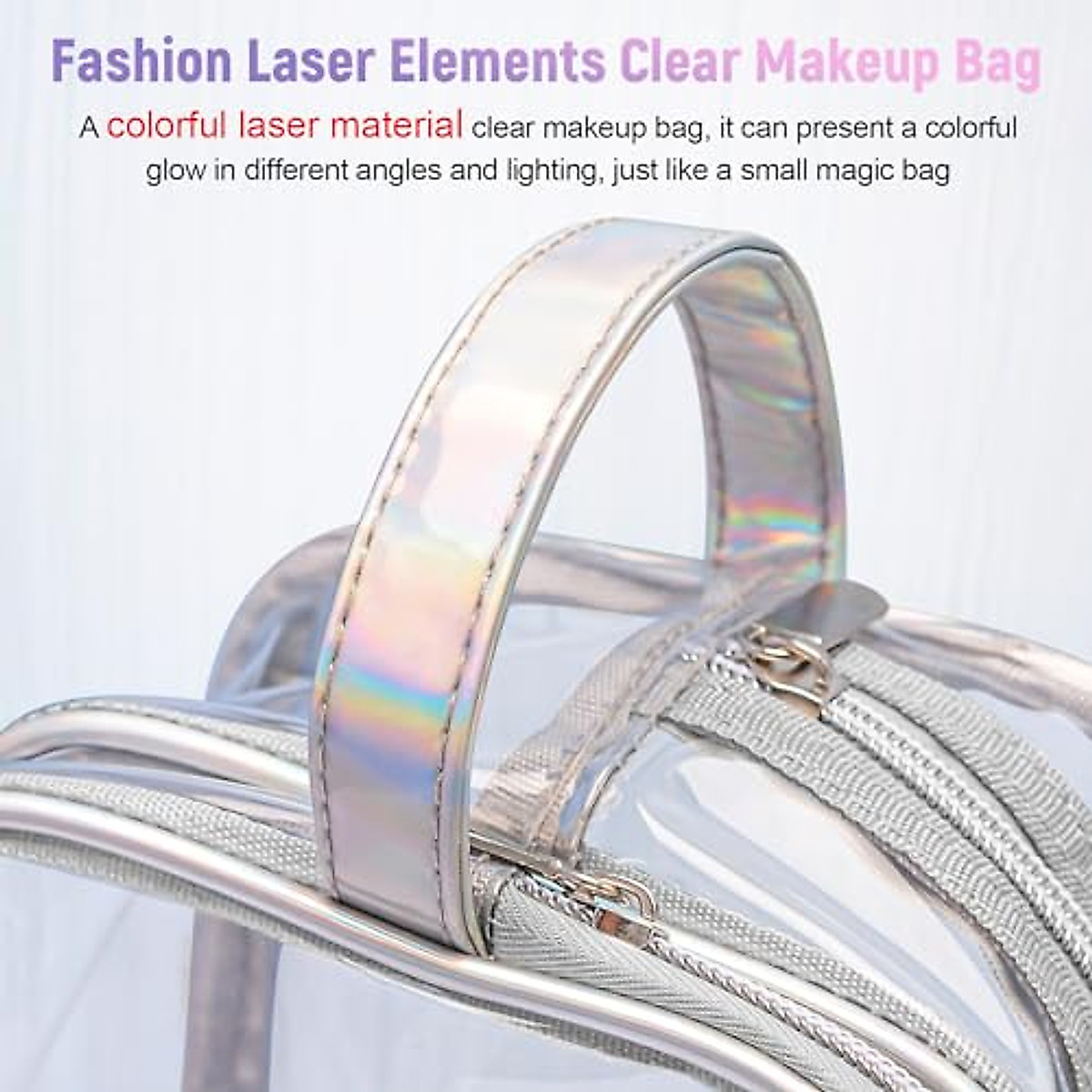 Lermende Clear Makeup Bag, 2 Layer, Water-Resistant, Large, Portable, Transparent, Travel, Women and Girl