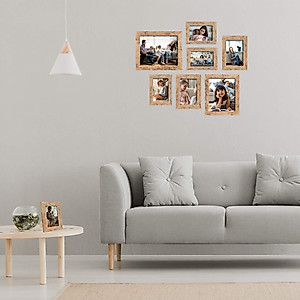 iRahmen 4x6 Picture Frame Set of 4, Rustic Brown with Real Glass 4 x 6 Photo Frames for Desktop Display and Wall Mounting