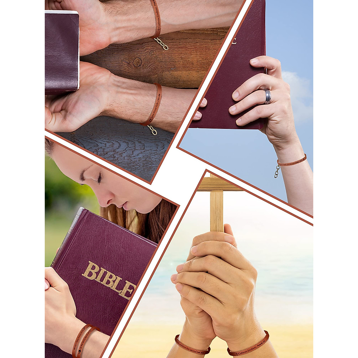 Trnayi 40 Pcs Religious Christian Gifts Christian Leather Bracelets Inspirational Bracelets for Women Bible Verse Bracelets Religious Bracelets Jewelry for Women Men, Birthday Confirmation Gifts