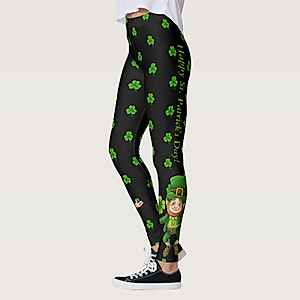 Women's St Patrick's Day Leggings Tights Irish Clover High Waist Skinny Pants Stretchy Butt Lifting Yoga Pants for Women,Workout Shorts Womens,Athletic Shorts for Women