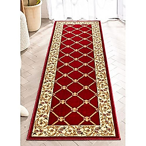 Well Woven Timeless Fleur De Lis Red Formal Area Rug 2'3" X 7'3" Runner