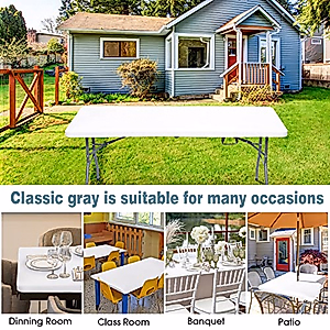 Mixweer 2 Pieces Spandex Tablecloth Stretch Tablecloth Elastic Fitted Picnic Table Cover Washable Folding Table Cover Rectangle Polyester Tablecloth for Picnic Party (White,72 x 30inch)