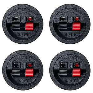 LRONG Round Speaker Terminal Cup 4PCS Round Express Spring Clip Double Binding Post Screw Wire Car Subwoofer Speaker Wire Terminal Connector WP2-9
