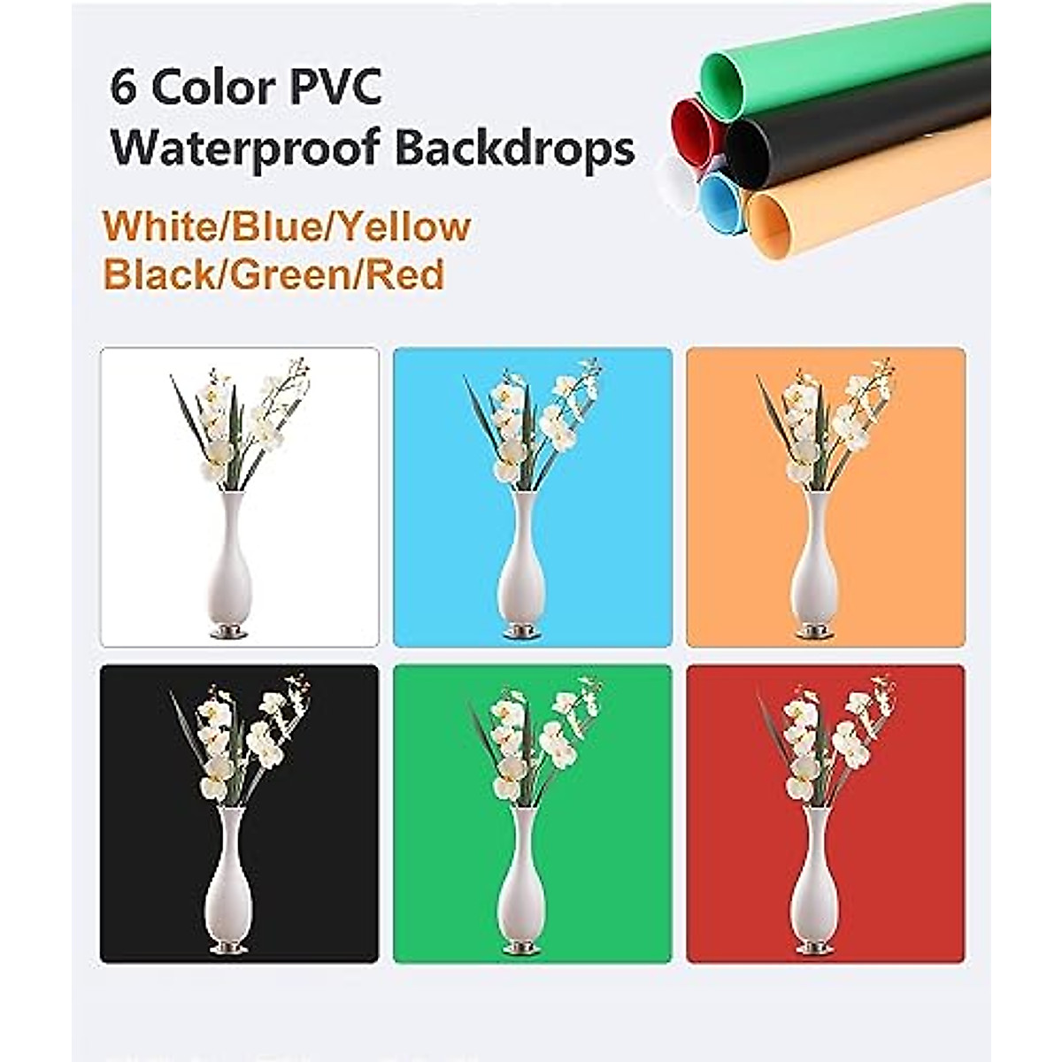 Lightbox, GLZ 24x24 Inch Photo Studio Light Box Shooting Tent Kit with Dimmable and Movable LED Lights, Carry Bag and 6 Color backdrops for Photoshoot (White Black Orange Blue Green Red)