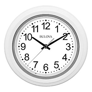 Bulova C4865 Night Vision Lighted Dial Wall Clock, 10", White