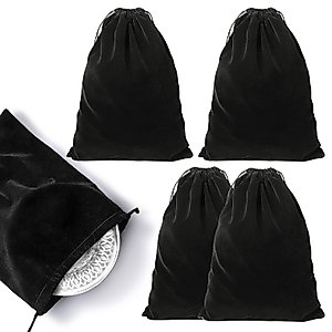 Saintrygo 4 Pieces Silver Storage Bags Anti Tarnish Cloth Bag for Storage, Jewelry, Flatware, Silverplate, Silver Polishing Cloth for Tarnish Cleaning(9.8 x 12.8 Inch,Black)