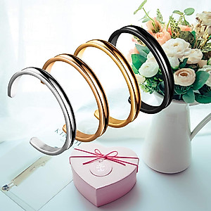 Zuo Bao Hair Tie Bracelet Stainless Steel Grooved Cuff Bangles for Women (4 Colors/Set)