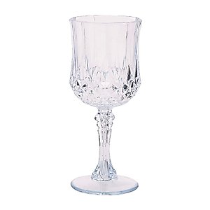 Fun Express Set of 12 Pieces Patterned Wine Glasses, Each Holds 8 oz, BPA Free Plastic, Reusable for Wedding and Party Supplies, Clear