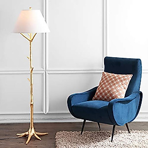 JONATHAN Y JYL3070A Arbor 63.5" Faux Bois Resin LED Floor Lamp, Contemporary, Modern, Elegant, Office, Living Room, Family Room, Dining Room, Bedroom, Hallway, Foyer, Gold Leaf
