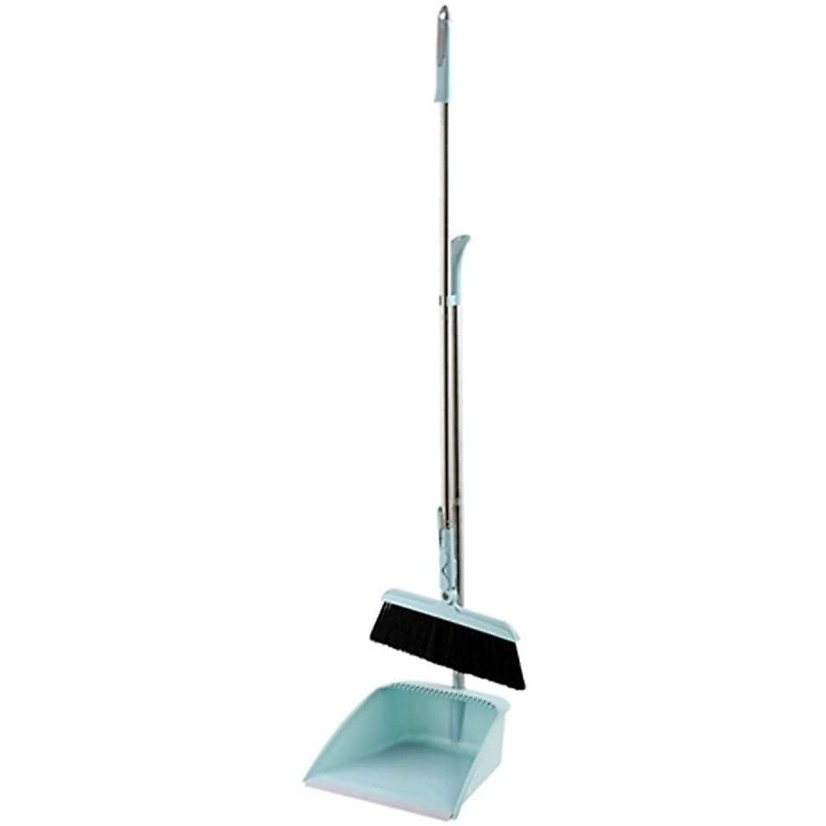 GOOFFY NLIAN- Broom and Dustpan Set, 180 ° Rotation Non-stick Hair Extra Long Handle Rotatable Broom and Dustpan Windproof Stainless Steel Rod Broom Set dustpan set
