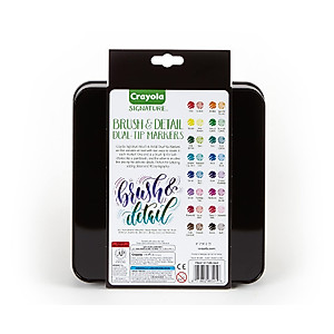 Crayola Brush & Detail Dual Tip Marker Set (32ct), Adult Coloring Markers, Gifts for Teens & Adults