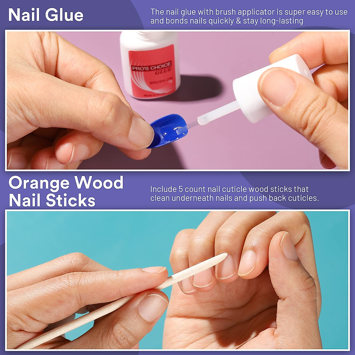 Press On Nails Medium Length, HNYYZL Coffin Matte Fake Nails Full Cover, 10 Solid Colors Short Ballerina Press On Nails, 10 Packs Acyclic False Nails Tips Set with Nail Glue, Nail File for Nail Art