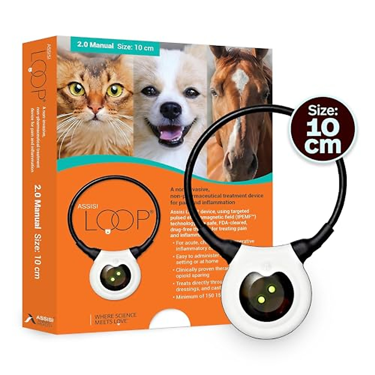 Assisi Loop 2.0 Manual tPEMF Device for Dogs, Cats, and Horses (10 CM)