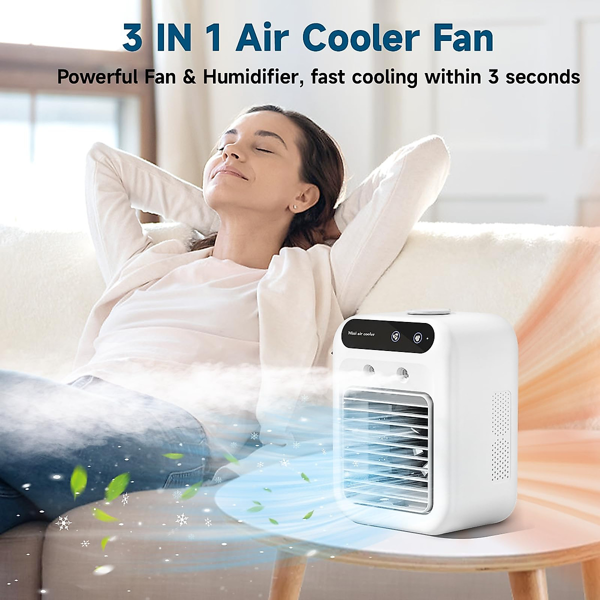 Portable Air Conditioners, Tusivo Cooling Fan Mini Air Conditioner with 2 Cool Mist & Speeds, Personal Air Conditioner Evaporative Air Cooler Fan Small AC Unit for Desk Bedroom Office Camping