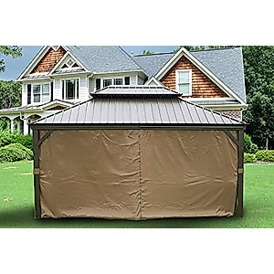 Gazebo Universal Replacement Privacy Curtain 4-Panels sidewall with Zipper (ONLY Curtain) (10' x 12', Khaki)