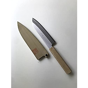 Goh Umanosuke Yoshihiro Small Santoku Knife, silver,brown