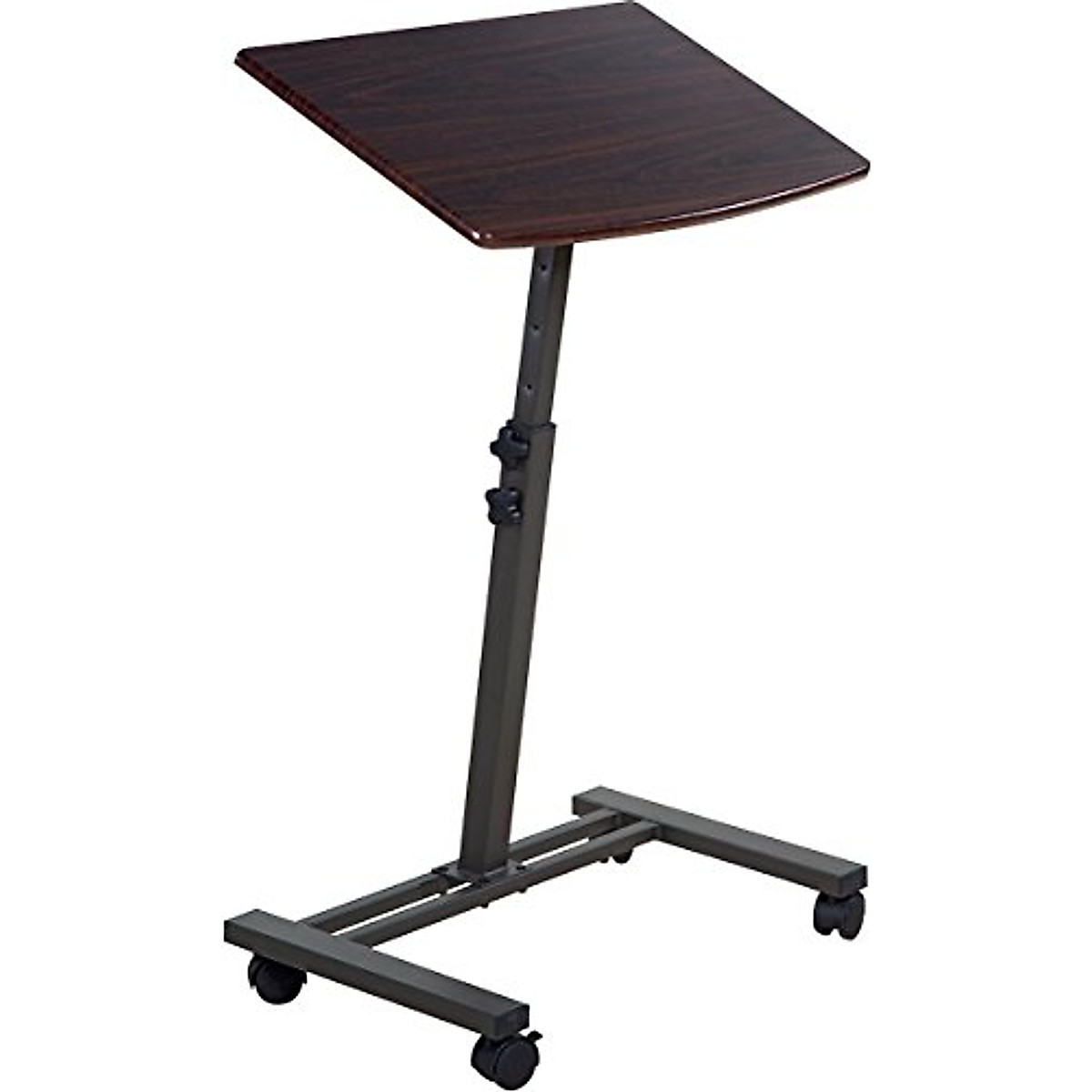 OneSpace Angle and Height Adjustable Mobile Laptop Computer Desk, Single Surface, Dark Walnut