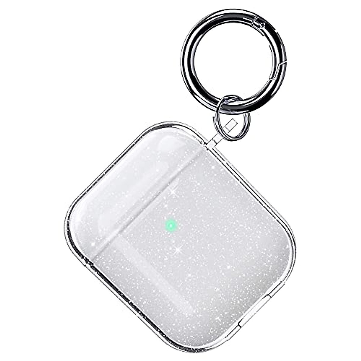 ULAK Compatible with Airpods Case Cover Clear, Designed Protective Cover Soft TPU Transparent Shockproof Case Accessories with Keychain for AirPod 2nd & 1st Generation [Front Led Visible]-Glitter