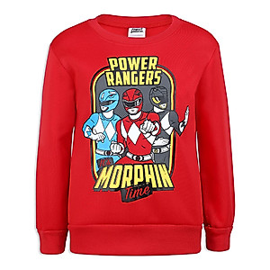 Power Rangers Morphin Red Ranger, Blue Ranger, and Grey Ranger Boys Pullover Sweatshirt and Pants Set for Little Kids