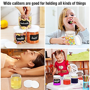 Jars with Lids, 48pcs 8 oz Plastic Containers with Lids Pen Labels Leak Proof BPA Free Airtight Refillable Clear Small Containers Storage Jars for Storing Dry Food Makeup Slime Honey Jam (8oz White