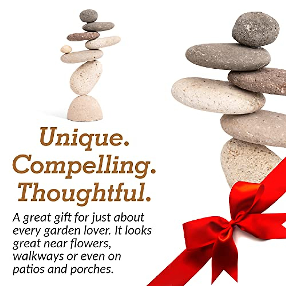 Happy Gardens Zen Stacked Rocks Sculpture | Cairn Statue Balancing Rock Stone Decor for Japanese Garden