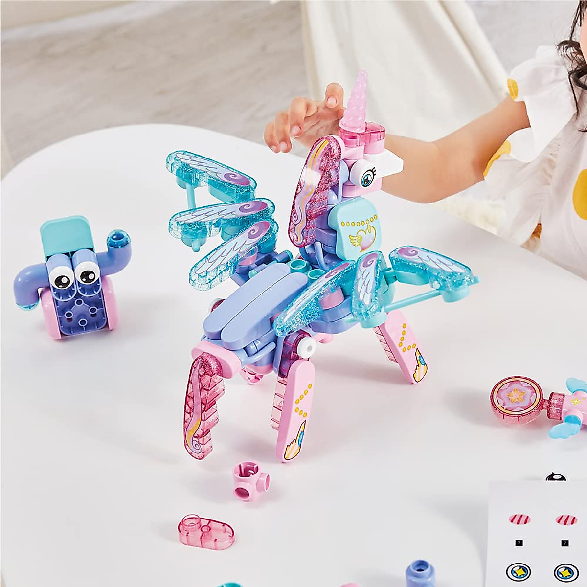 BOTZEES GO! Unicorn Toys, Unicorn Robots for Kids, Building & Electric Remote Control Toys, STEM Learning Toys for Kids Ages 3+, Girls Toys, with RC Magic Stick, App Based