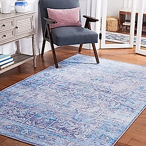 SAFAVIEH Tucson Collection Accent Rug - 4' x 6', Purple & Blue, Persian Design, Non-Shedding Machine Washable & Slip Resistant Ideal for High Traffic Areas in Entryway, Living Room, Bedroom (TSN185V)