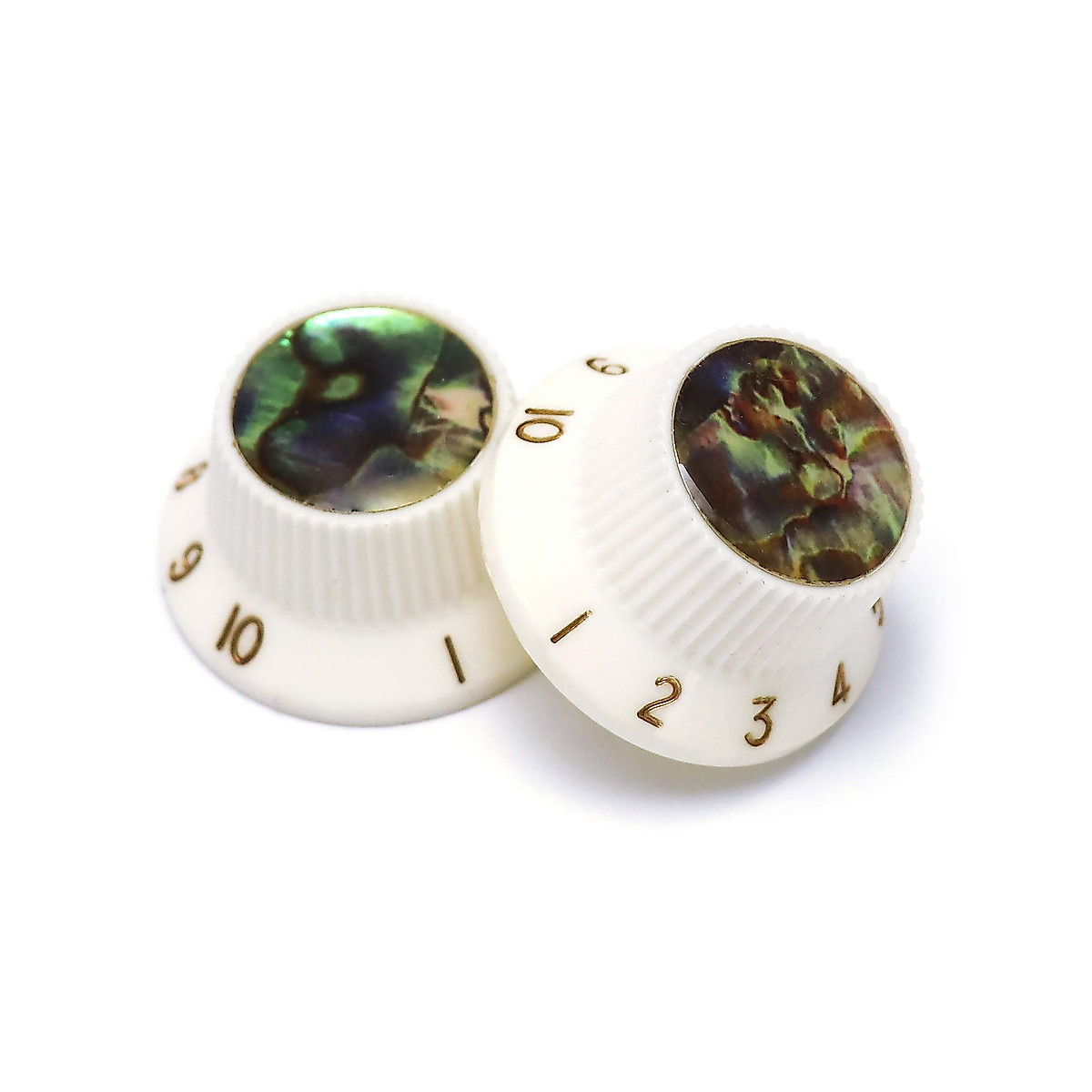 Rubatone Guitar Knobs Abalone Top Speed Control Knobs 6mm Shaft Pots Volumn Tone Knobs Compatiable with Strat Stratocaster Electric Guitar Set of 3Pcs.