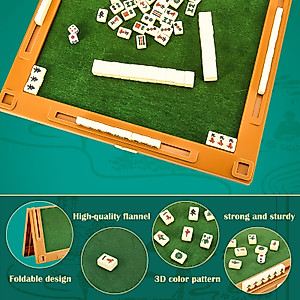 20mm Mini Travel Mahjong Set with Majiang Table Travel Board Game Chinese Traditional Mahjong Games, Portable Size and Light-Weight