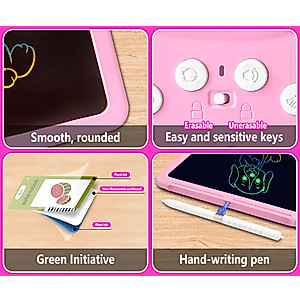 Rylai Toddler Toys Drawing Tablet with Talking Flash Card, Drop Resistant LCD Writing Tablet,510 Sight Words Pocket Speech Audible Flashcards, Learning & Education Toys for 2,3,4,5,6 Years Old Pink