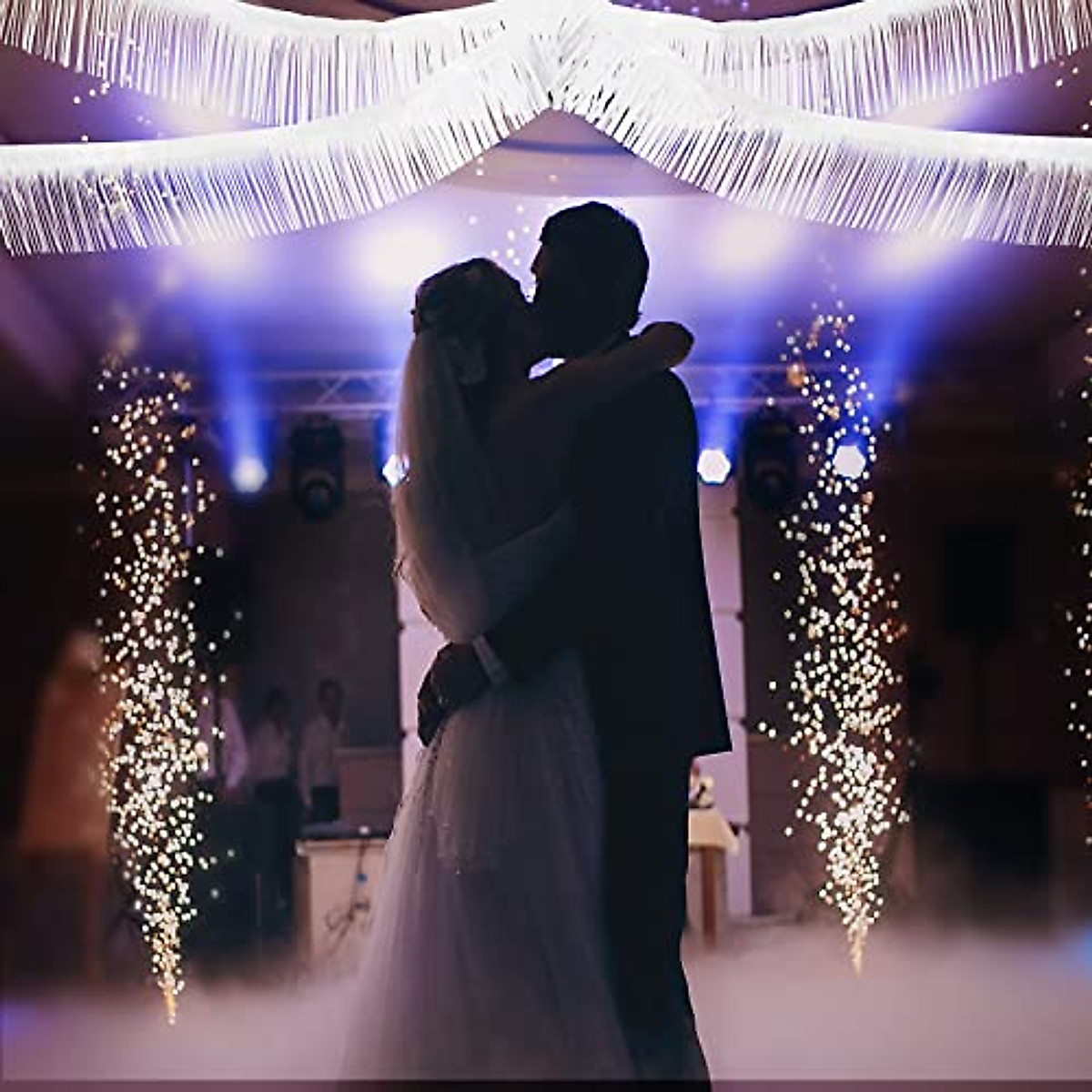 WILLBOND 6 Pieces 10 Feet Fringe Garland Foil Fringe Garland Metallic Tinsel Foil Garland Wall Hanging Fringe Banner for Wedding Birthday Parties Holiday Decorations and More (White)