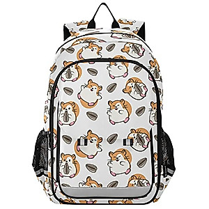 Glaphy Cute Hamster Pattern Backpack Lightweight Laptop Backpack School Bag Student Travel Daypack with Reflective Stripes