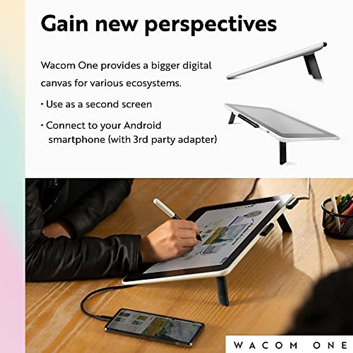 Wacom One HD Creative Pen Display, Drawing Tablet With Screen, 13.3" Graphics Monitor; includes Training & Software, works with Mac, PC & Chromebook, photo/video editing, drawing, design, & education
