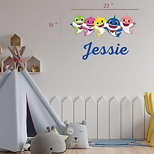 Baby Shark Wall Decals by Kraftmatics Design, Personalized Multiple Font Custom Name Wall Decals, Initial Nursery Vinyl Stickers, Kids Room Décor, Bedside Decals