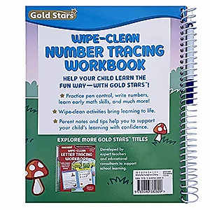 Wipe Clean Number Tracing Workbook for Preschool Kids Ages 3-5: Practice Pen Control, Numbers, Early Math Skills, Wipe Off Pen Included (Gold Star Series)