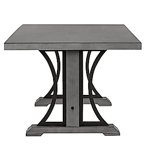 POCIYIHOME 78" Retro Style, Wood Farmhouse Rectangular Family Dinner, Seats up to 8, Indoor/Outdoor Dining, Kitchen Table (Gray)