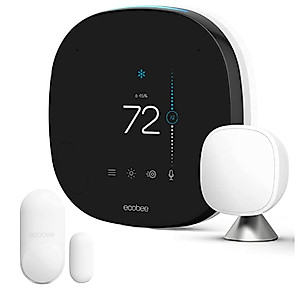 ecobee Smart Thermostat with Smart Sensor Included + 1 Smart Sensor for Doors and Windows, Black, White (EB-STATE5-01)