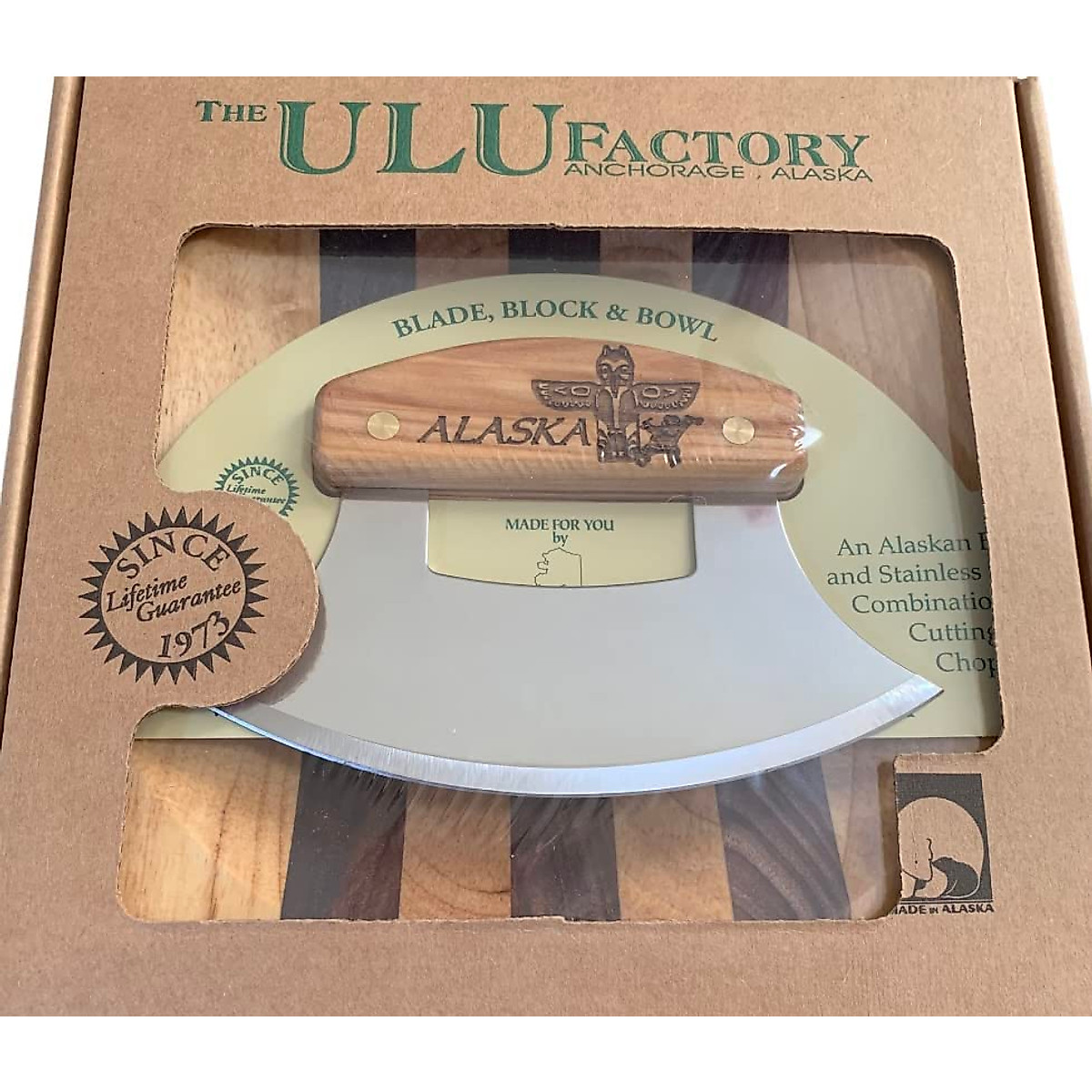 Alaska Ulu Bowl Set Birch Handle Totem Pole Eskimo