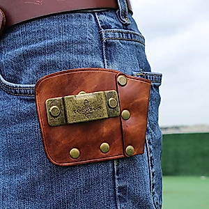 TOURBON Leather Clip on Tape Measure Holder Measuring Tape Holster with Pencil Pouch